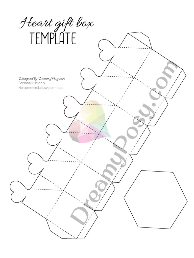 Heart Gift Box Template: Personal Use Only No Commercial Use Permitted ...