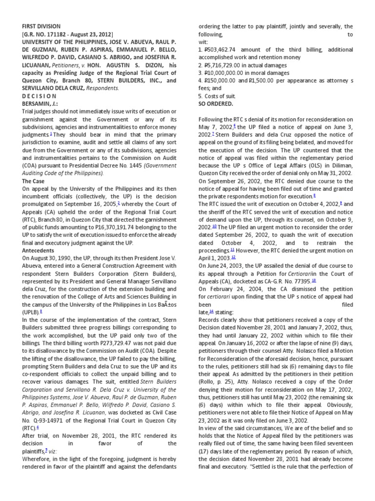 UP V Dizon | PDF | Judgment (Law) | Certiorari
