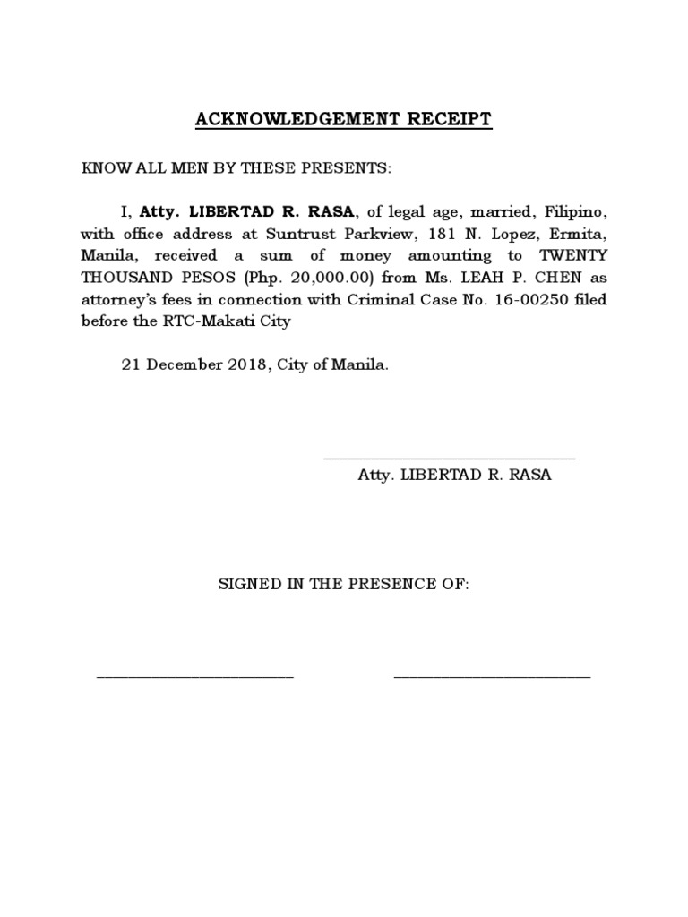 Acknowledgement Receipt | PDF