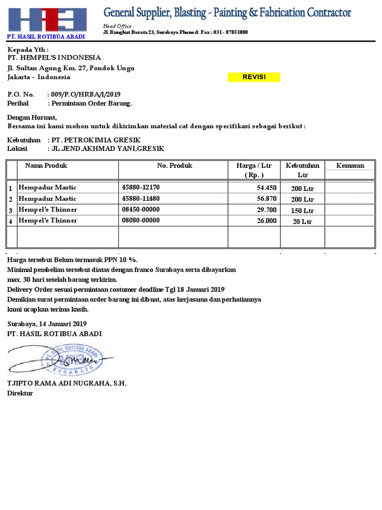 Po.009.i.2019 Hempel - Revisi | PDF | Pengelolaan Keuangan & Uang