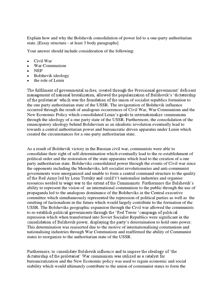 Bolshevik Power Consolidation Explained | PDF | Vladimir Lenin | Bolsheviks