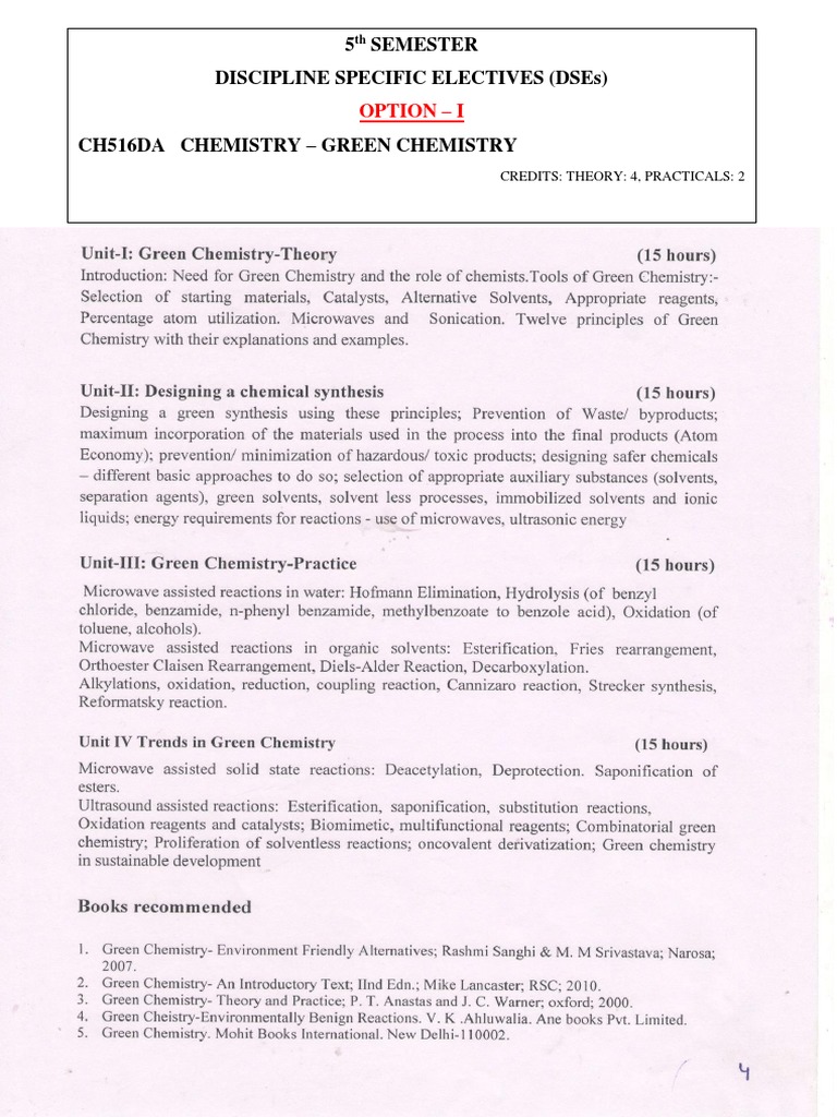 5 Semester Discipline Specific Electives (Dses) : Option - I | PDF ...