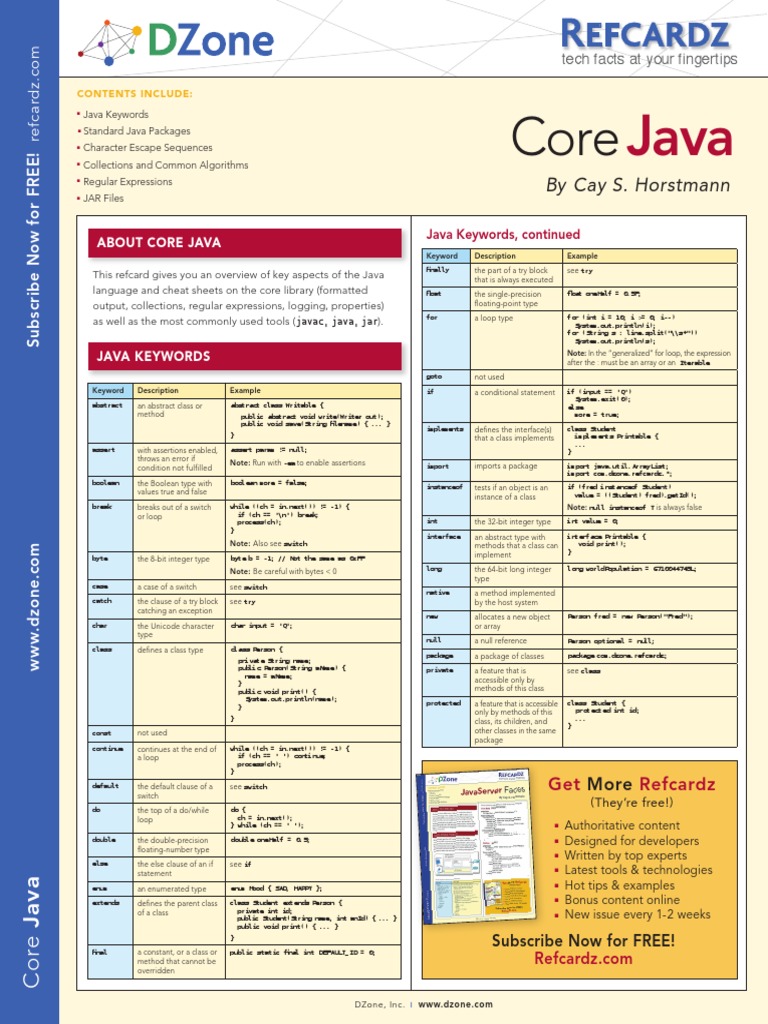 Refcardz Core Java PDF | PDF | Data Type | Computer Data