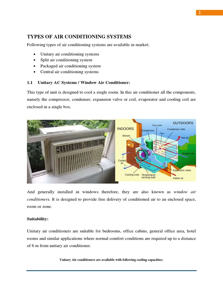 Types of Air Conditioning Systems | PDF | Air Conditioning | Hvac