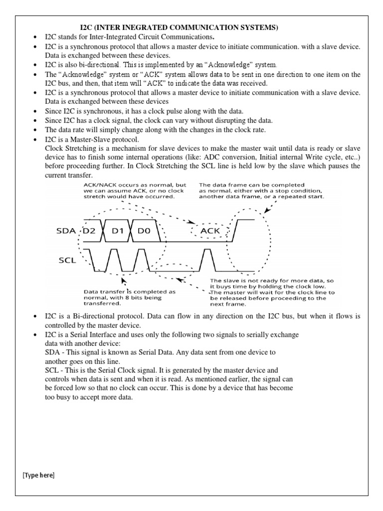 I2C (Inter Inegrated Communication Systems) : (Type Here) | PDF ...
