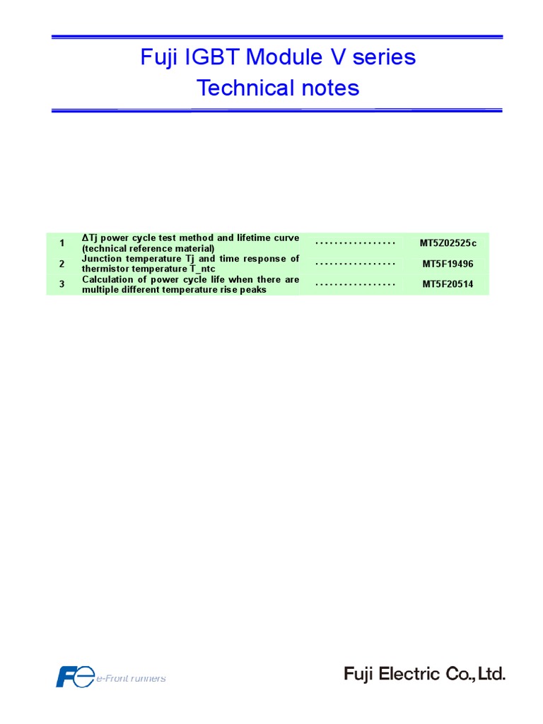 Fuji IGBT Module V Series Technical Notes | PDF | Electrical ...