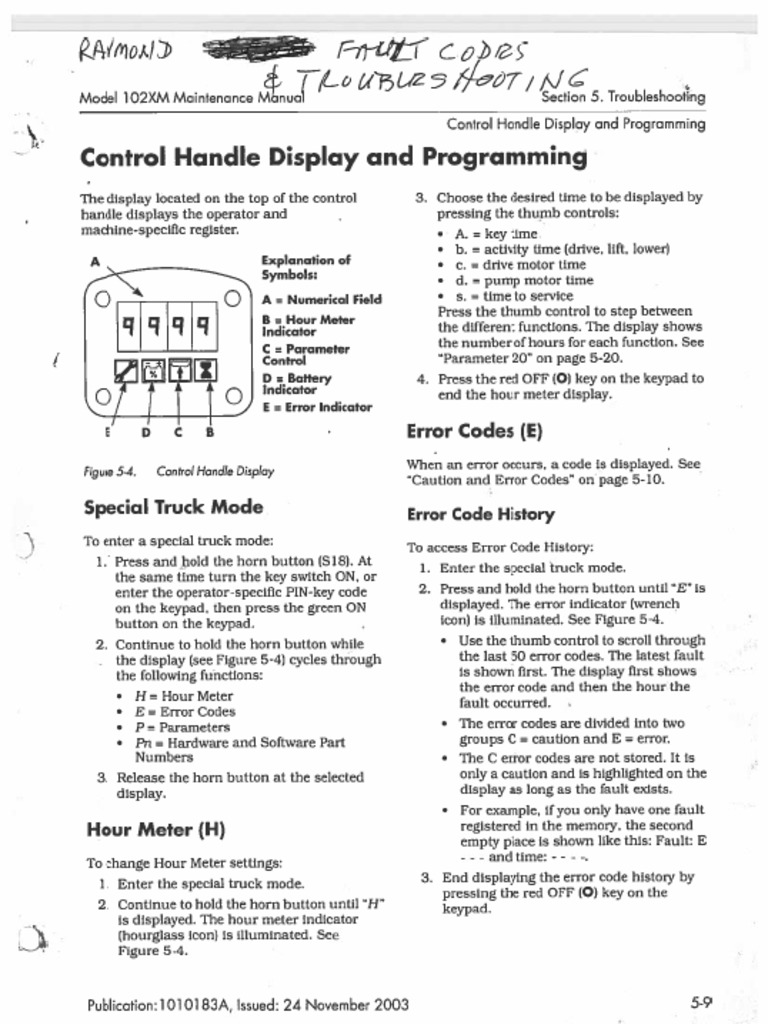 Raymond 102xm or Toyota 7sll Troubleshoot PDF | PDF