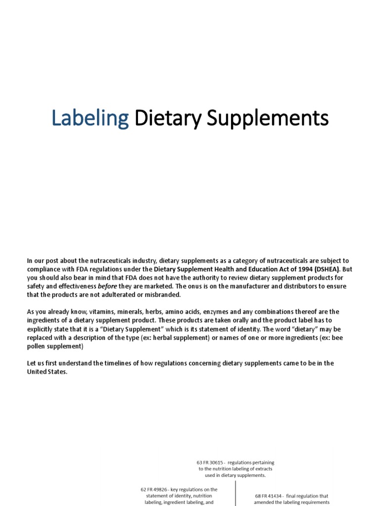 Labeling Dietary Supplements | PDF | Nutraceutical | Dietary Supplements