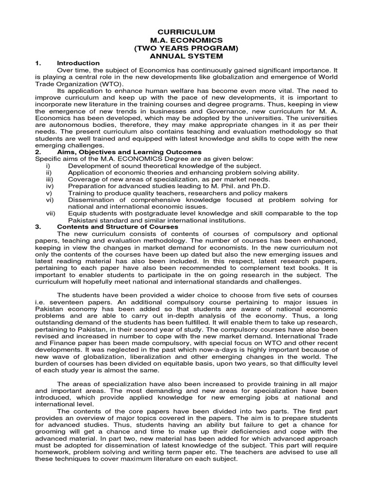M.A. Economics Curriculum Overview | PDF | Oligopoly | Macroeconomics