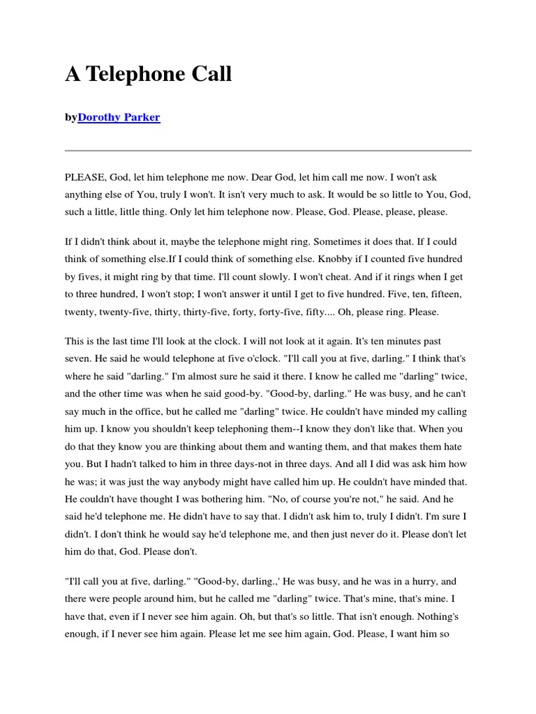A Telephone Call (5 Pages) | PDF