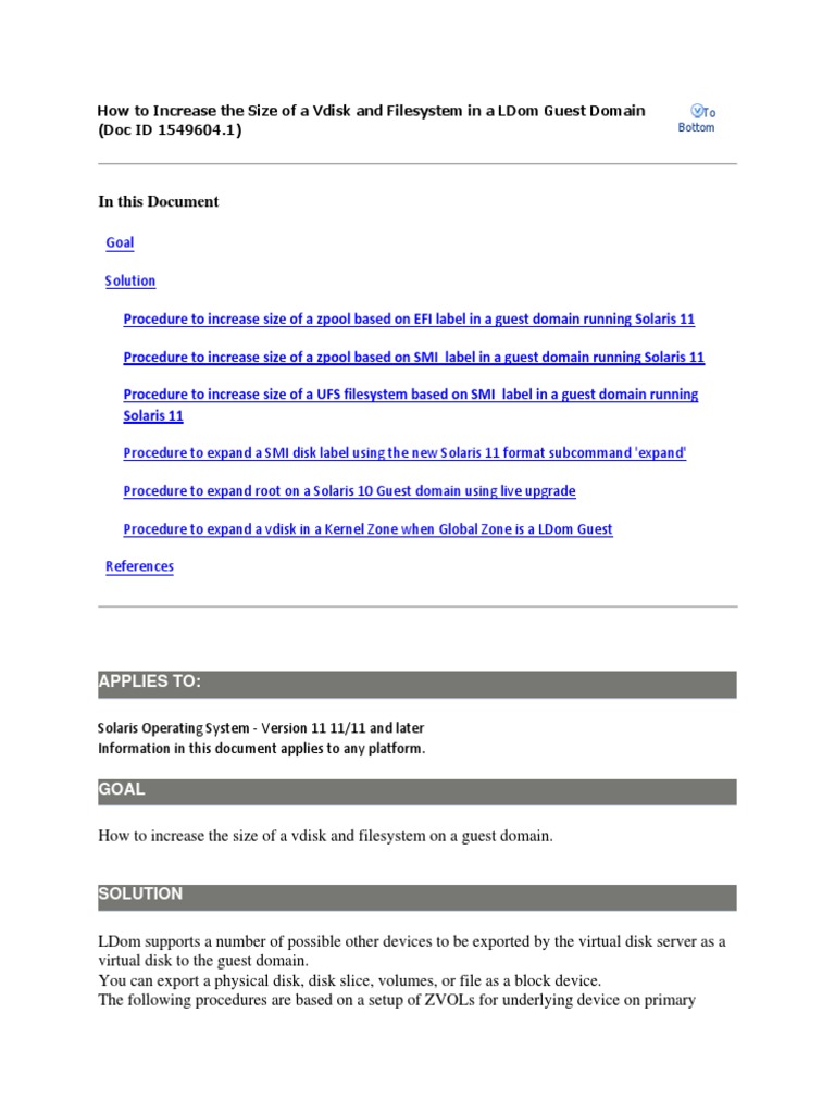 How To Increase The Size of A Vdisk and Filesystem in A LDom Guest ...