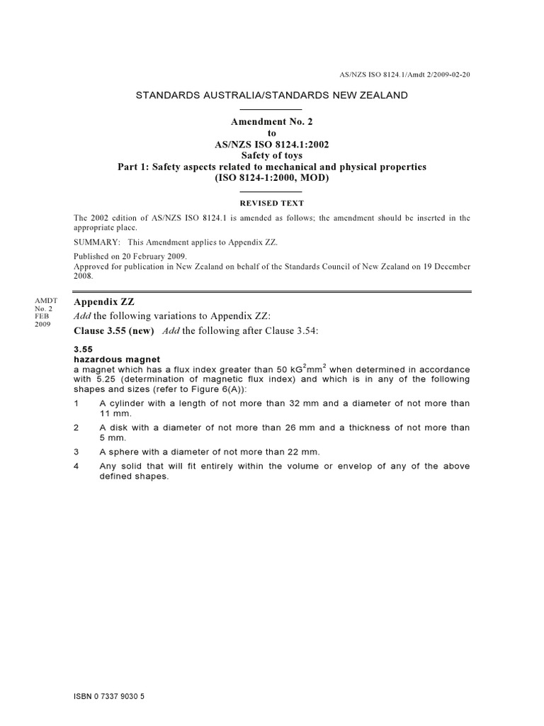 As Iso 8124.1-2002 - A2-2009 | PDF | Magnetic Field | Magnet