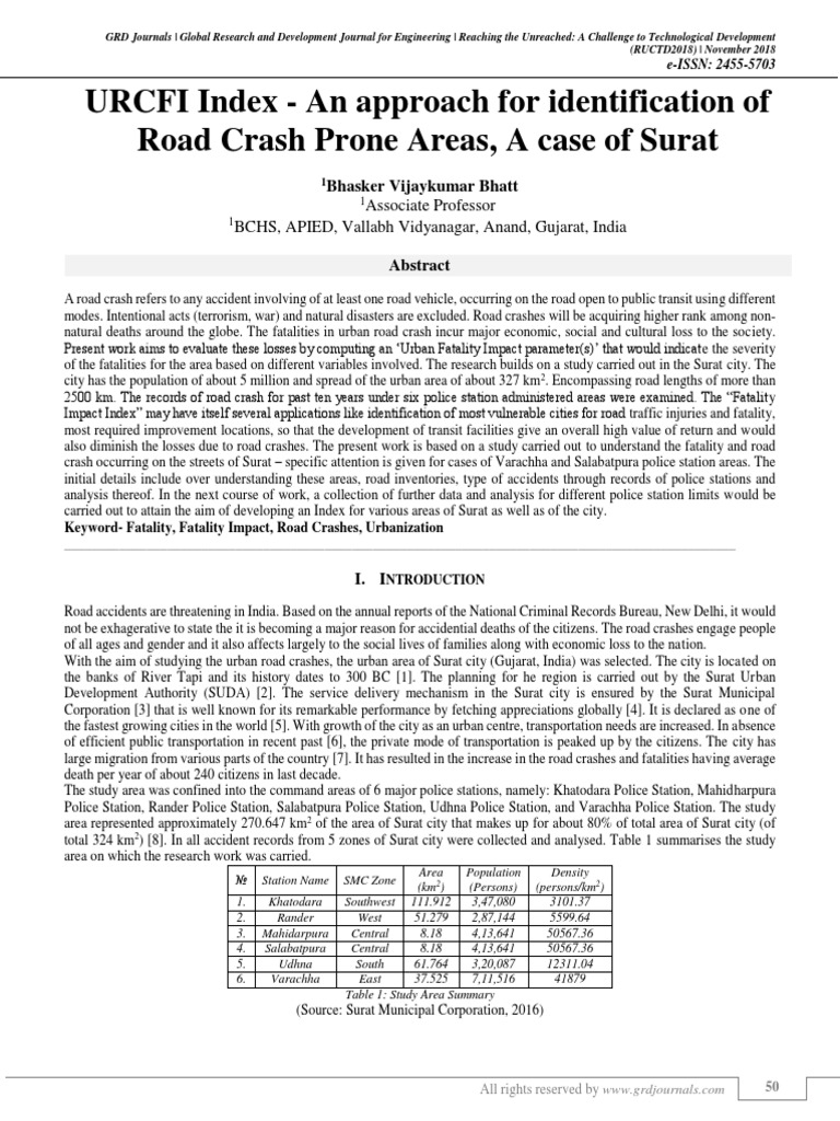 URCFI Index: Identifying Road Crash Areas | PDF | Errors And Residuals ...