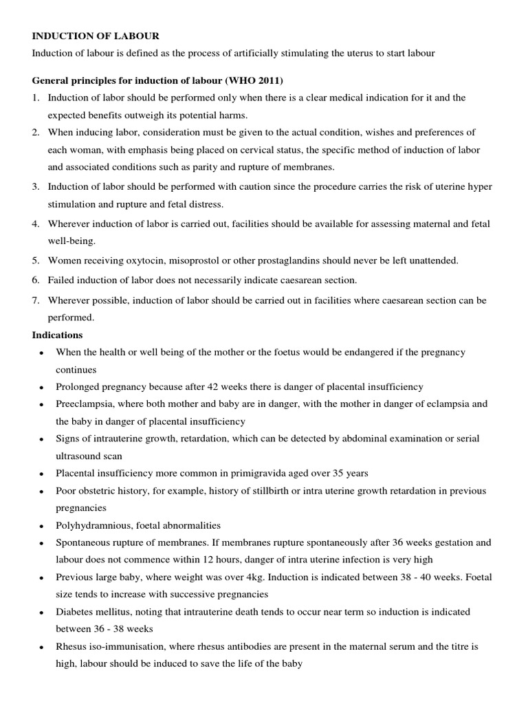 INDUCTION OF LABOUR: METHODS & PROTOCOLS | PDF | Childbirth | Mammalian ...