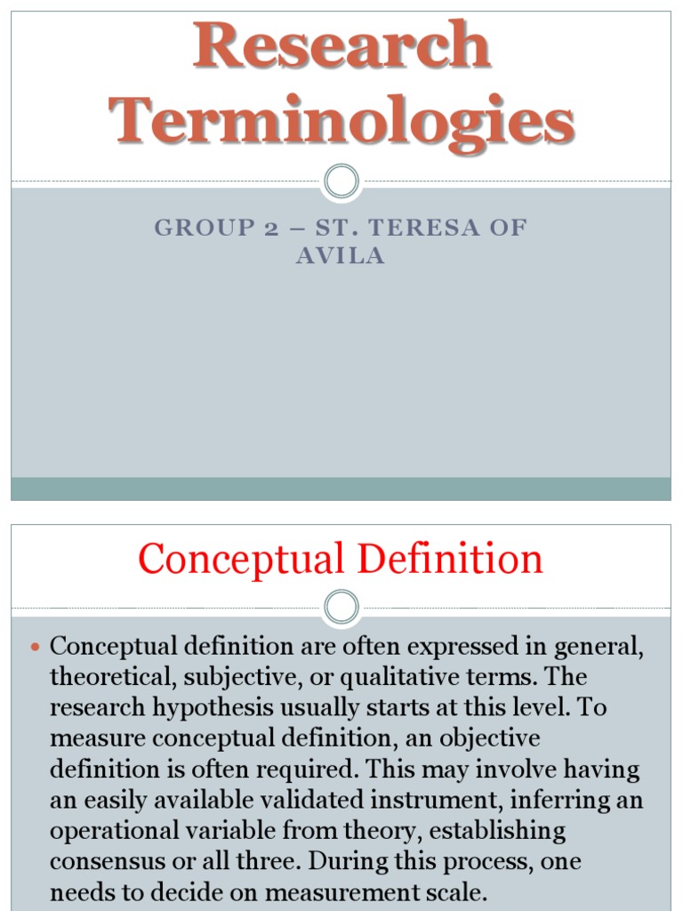 Research Terminologies GRP 2 | PDF | Theory | Measurement