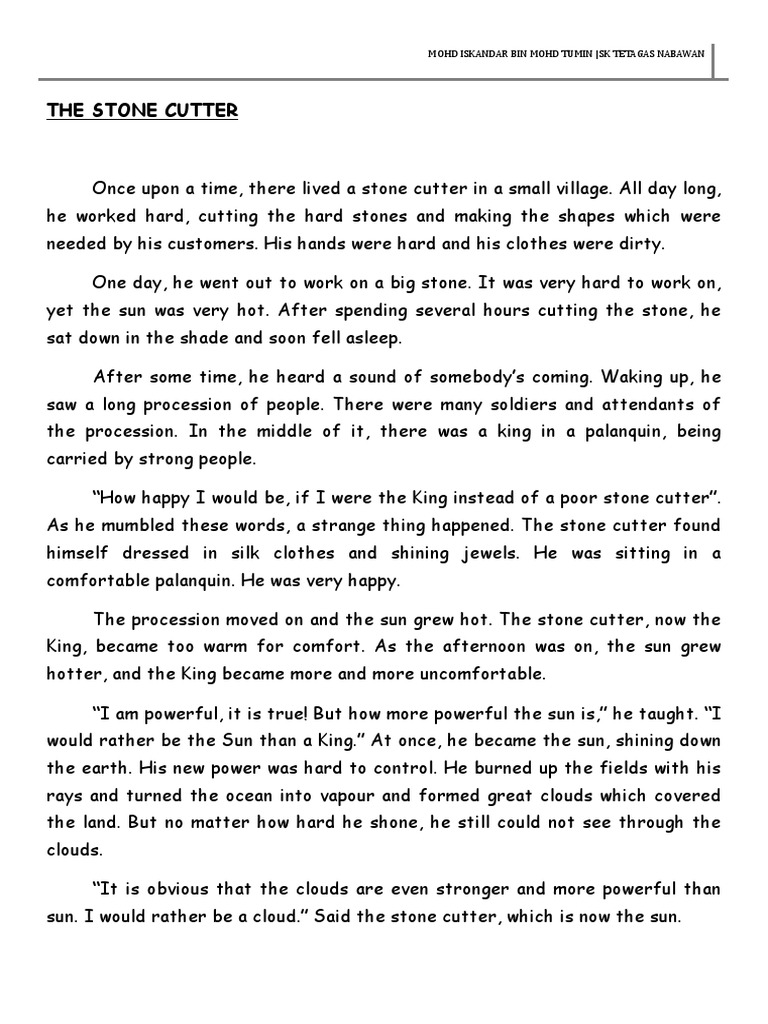 The Stone Cutter: Mohd Iskandar Bin Mohd Tumin - SK Tetagas Nabawan | PDF