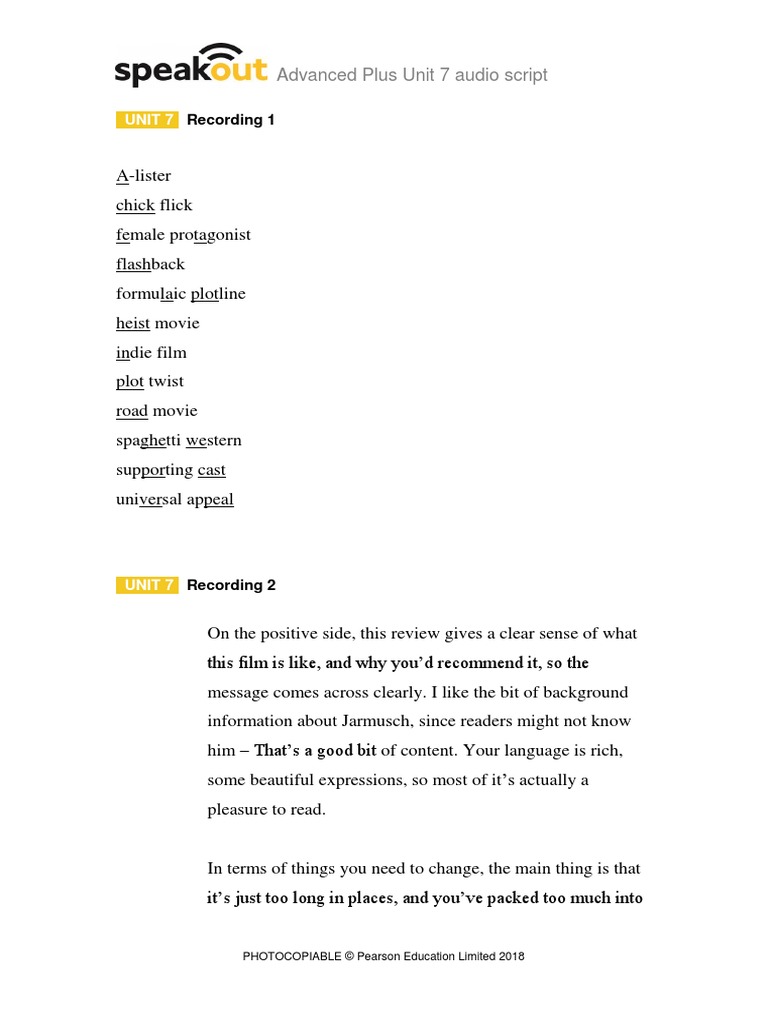 Unit 7 Class Audio Scripts | PDF | Poetry