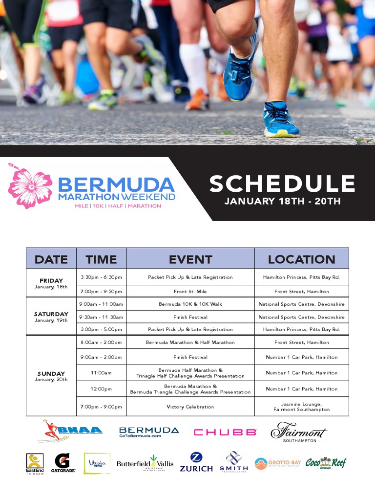 2019 Schedule Bermuda Marathon Race Weekend | PDF