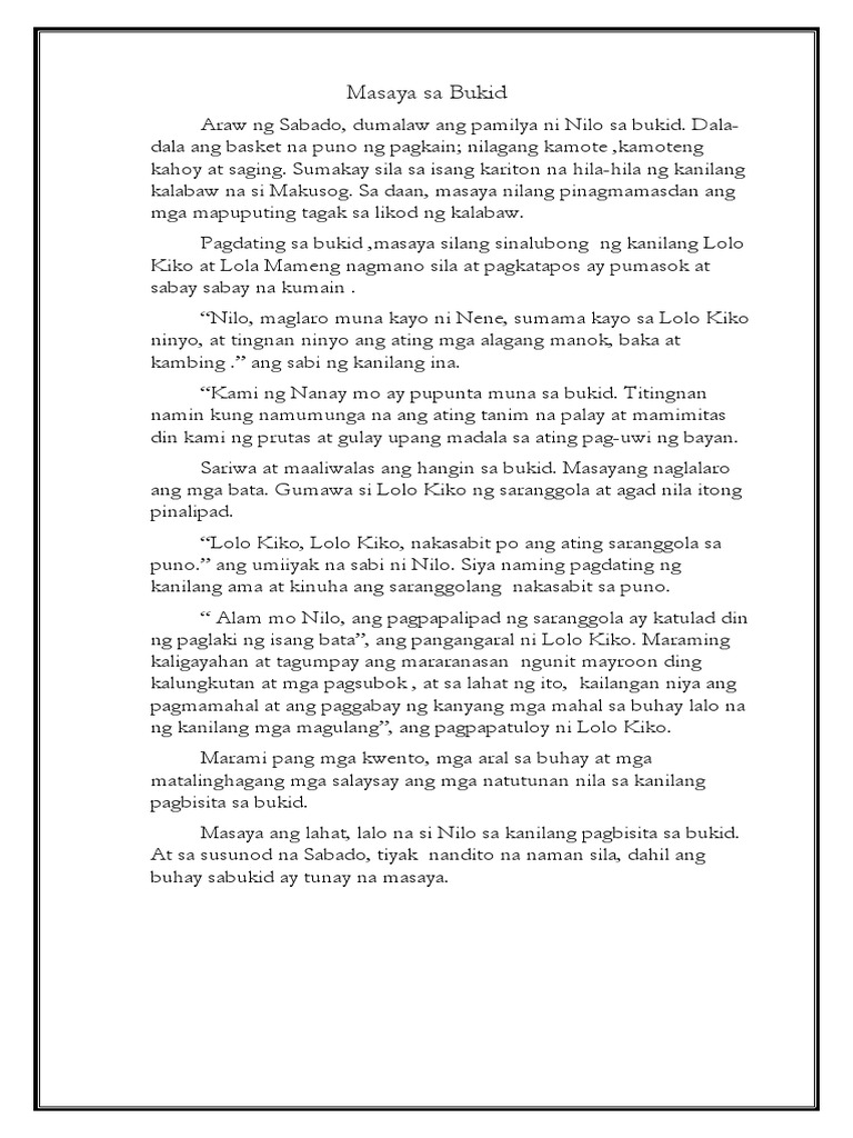 Masaya Sa Bukid | PDF