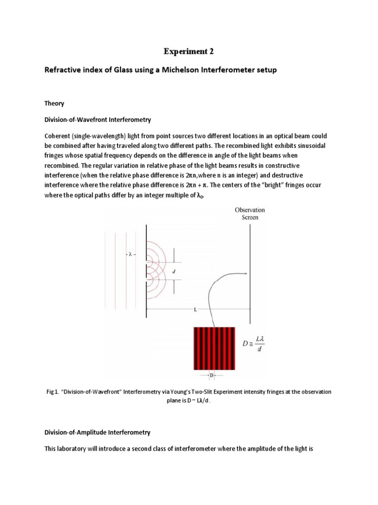 Michelson Interferometer | PDF | Interferometry | Coherence (Physics)
