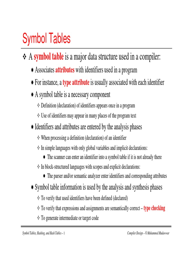 Symbol Table PDF | PDF | Array Data Structure | Pointer (Computer ...
