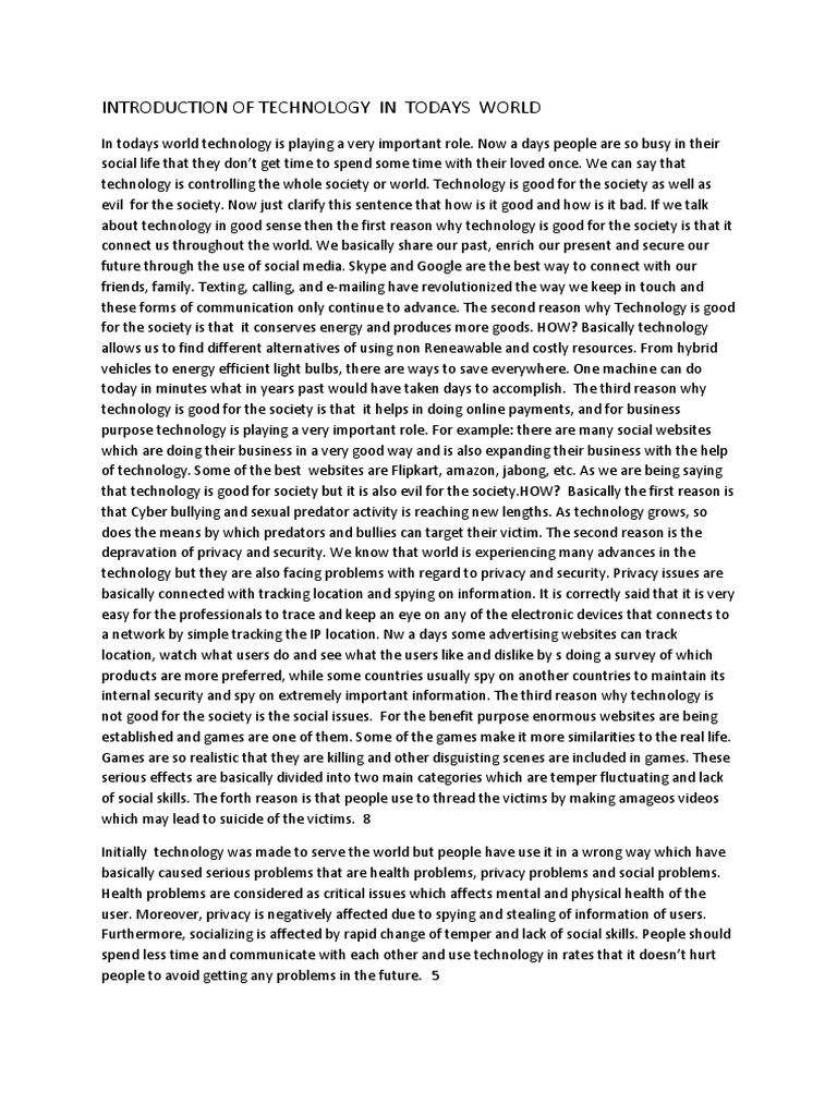 Introduction of Technology in Todays World | PDF | Computer Security ...