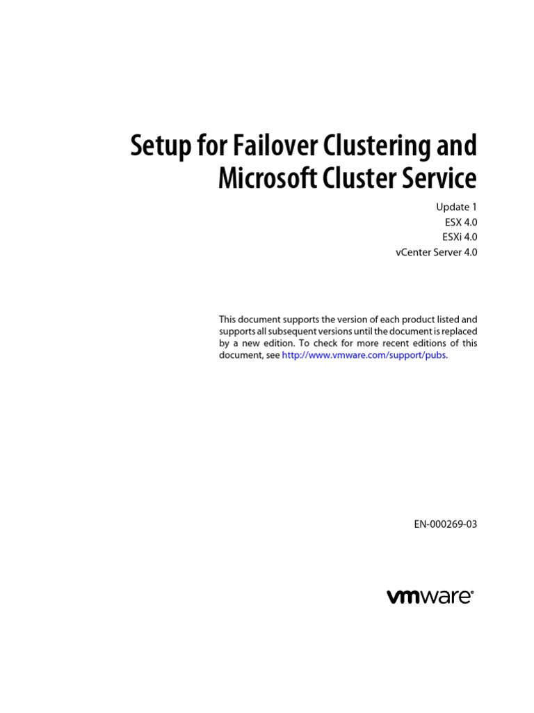 Microsoft Cluster in VMware | PDF | Computer Cluster | V Mware