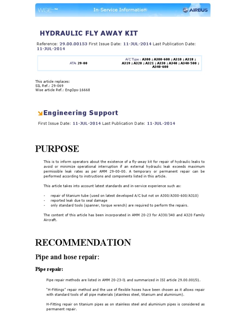 Fly Away Kit Boeing | PDF | Pipe (Fluid Conveyance) | Aviation