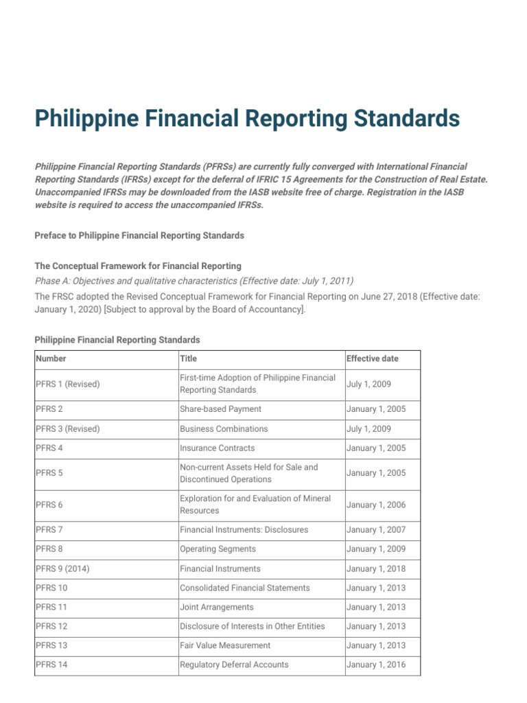 PICPA - Philippine Financial Reporting Standards | PDF | Financial ...