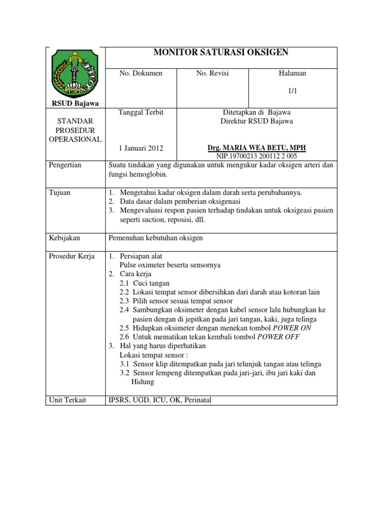 Monitor Saturasi Oksigen | PDF