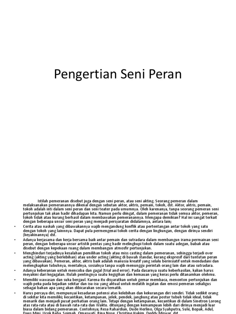 Pengertian Seni Peran | PDF