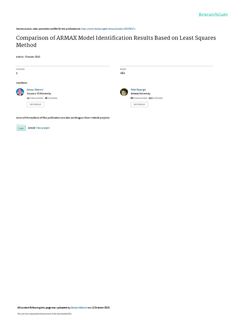 ARMAX Model Comparison Using Least Squares | PDF | Applied Mathematics | Systems Theory