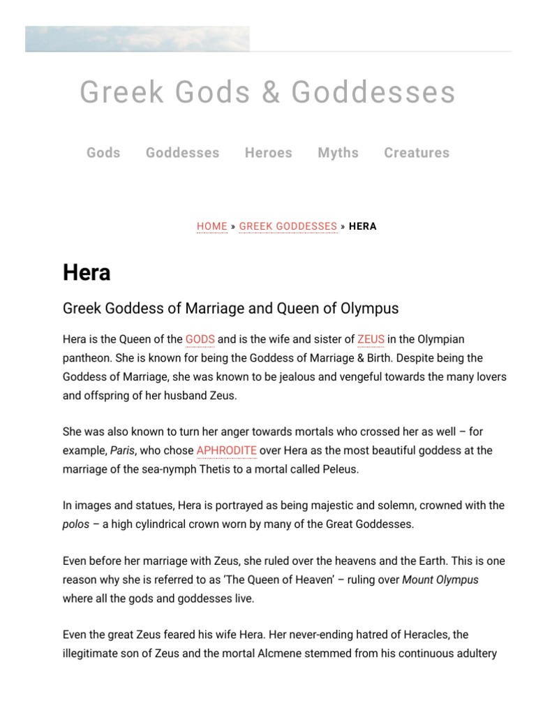 Greek Goddesses Hera Facts