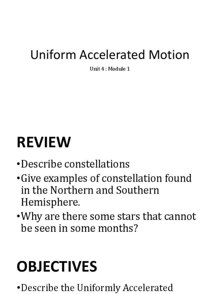 Uniform Accelerated Motion - Lesson | PDF | Velocity | Takeoff