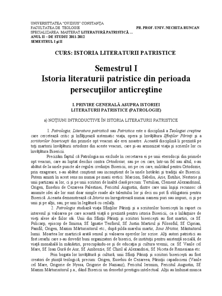 Curs Patrologie PDF | PDF