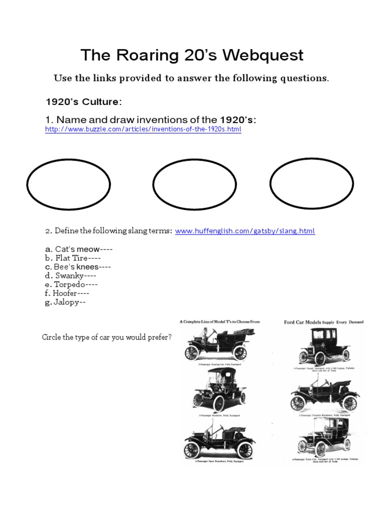 The Roaring 20 Webquest-2019 | PDF