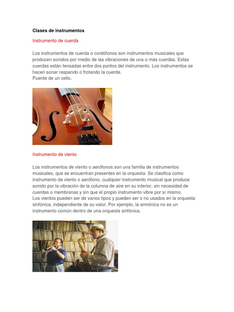Guía de Instrumentos Musicales | PDF | Instrumentos musicales ...