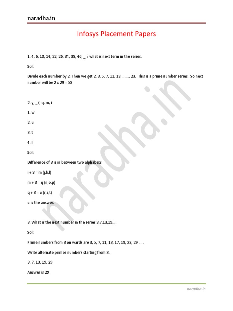 Infosys Placement Papers 3 2019 | PDF | Mathematical Concepts ...
