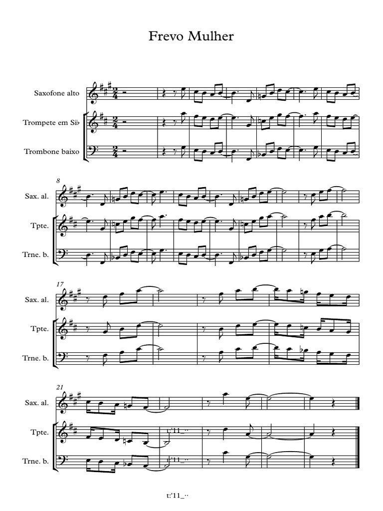 Frevo Mulher - Partituras e Partes | PDF | Aérophones | Instruments de ...