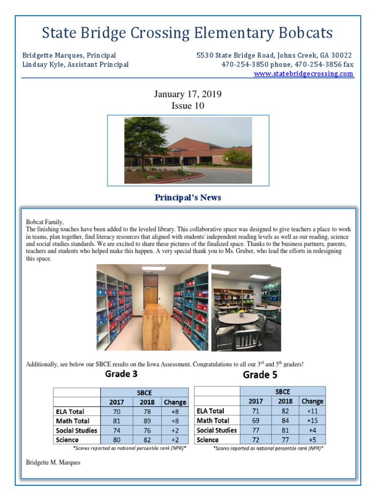 State Bridge Crossing Elementary News | PDF | Teachers