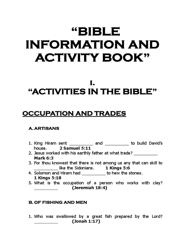 Bible Information and Activity Book | PDF | John The Baptist | Christianity