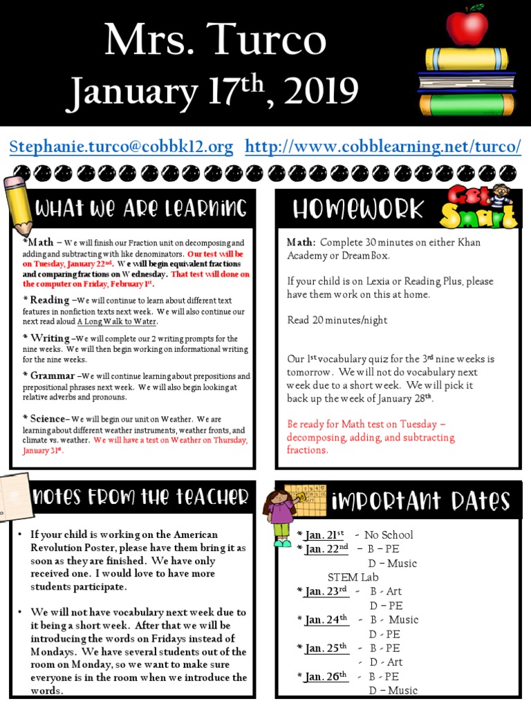 Weekly Update January 17th | PDF | Fraction (Mathematics) | Onomastics