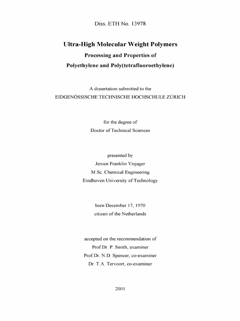 Ultra-High Molecular Weight Polymers Processing and Properties of ...