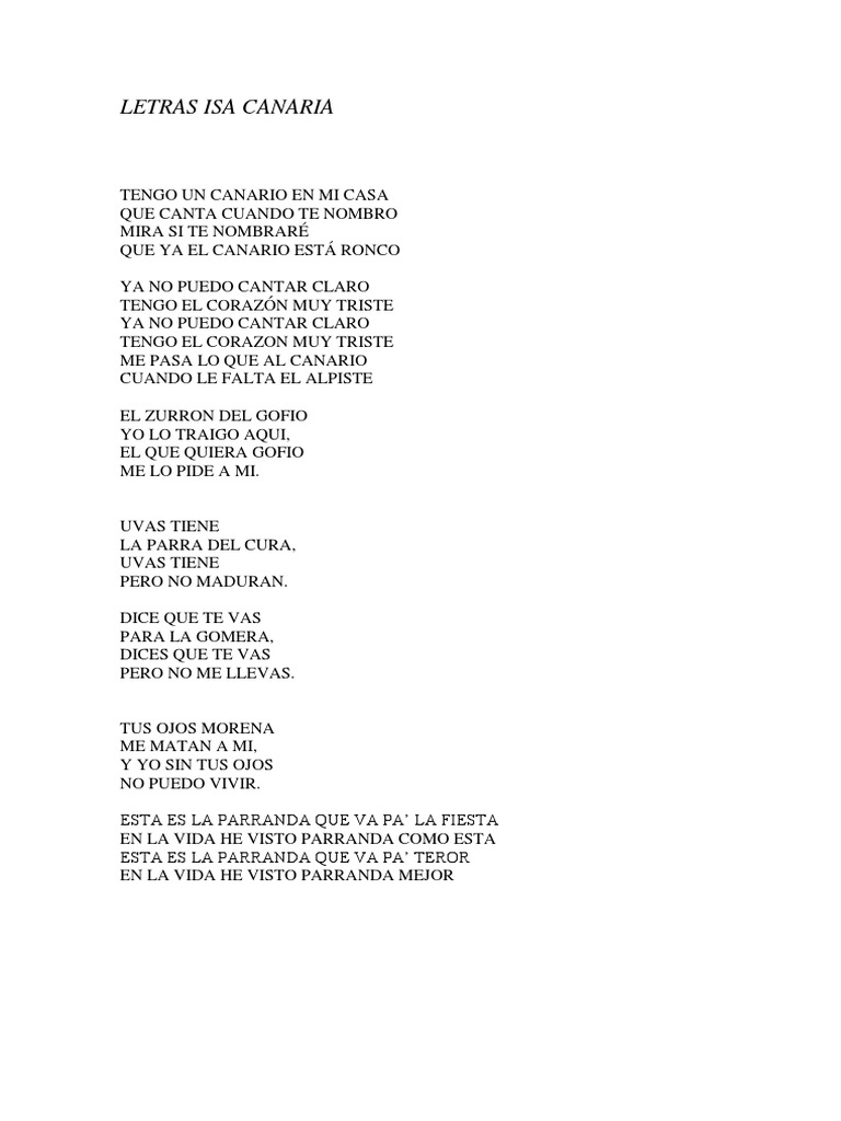 Letras Isa Canaria | PDF