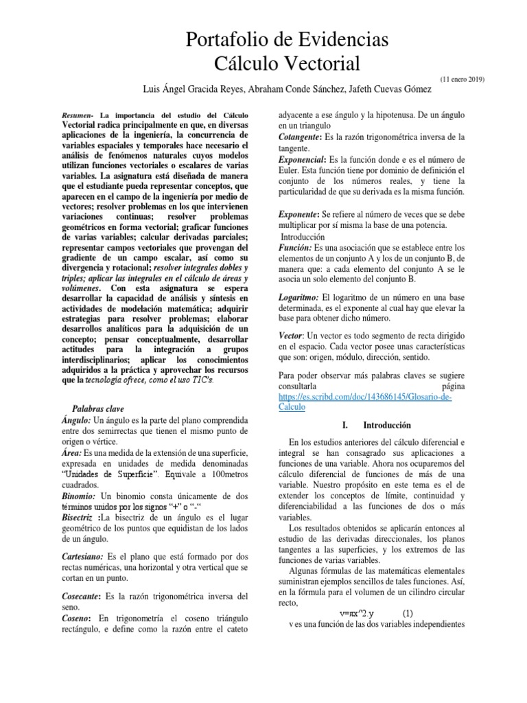 Temario Cálculo Vectorial | PDF | Vector Euclidiano | Derivado