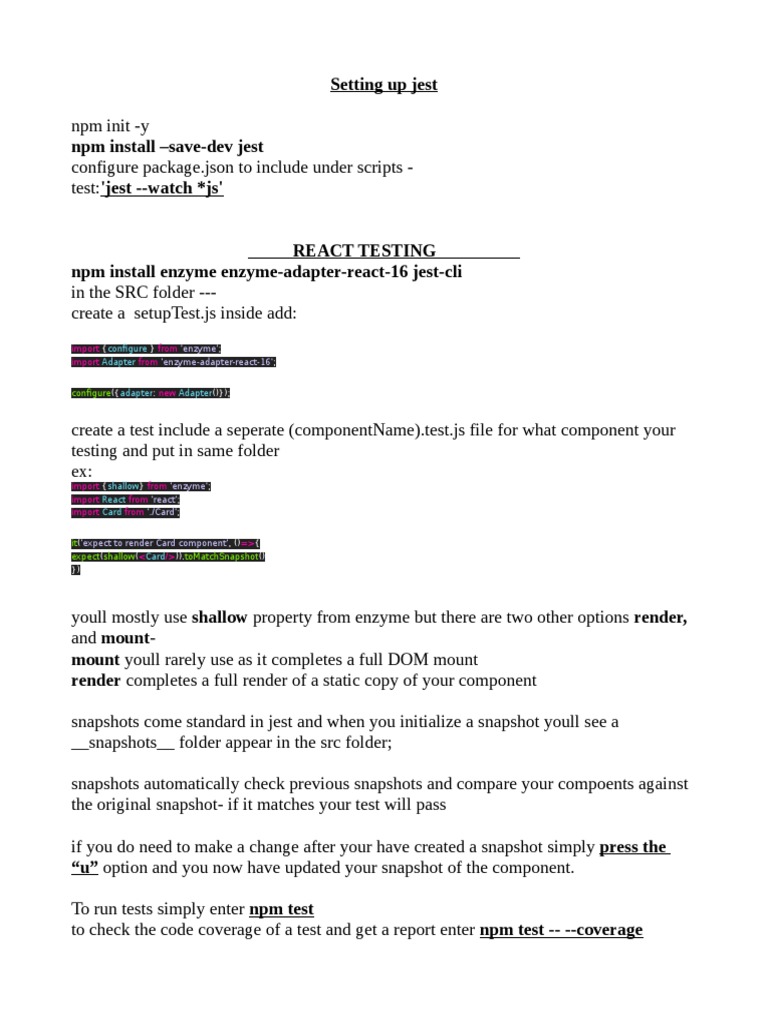 Configure Adapter: 'Enzyme' 'Enzyme-Adapter-React-16' | PDF