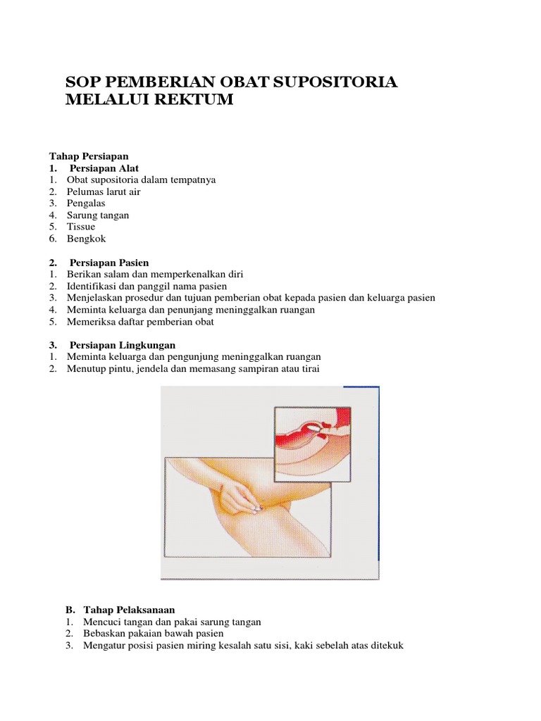 Sop Pemberian Obat Supositoria Melalui Rektum | PDF