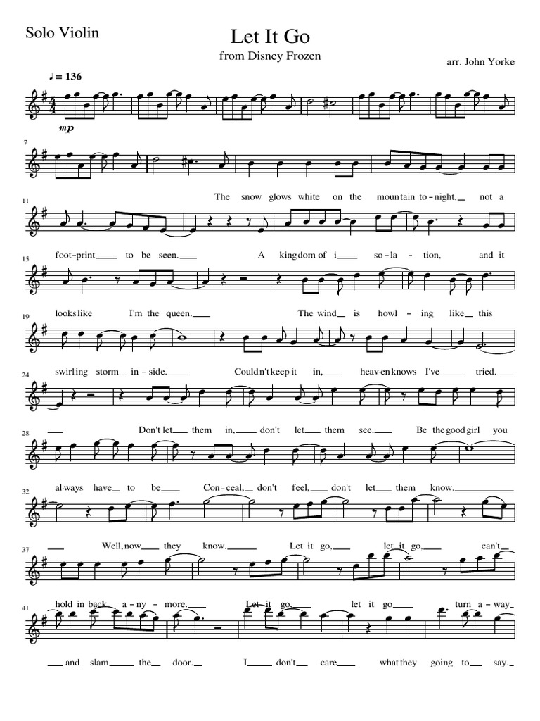 Let It Go Violin Sheet Music | PDF