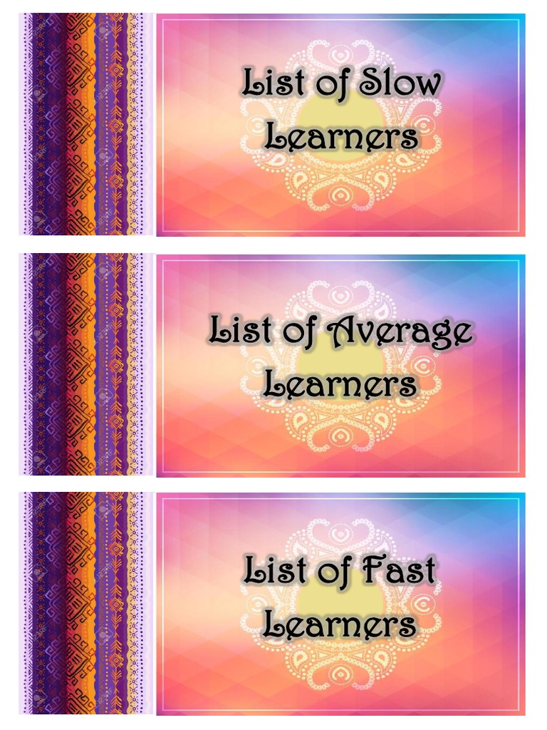 List of Slow Learners | PDF | Differentiated Instruction | Change