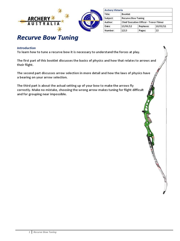 1213 Recurve Bow Tuning Booklet | PDF | Arrow | Bow And Arrow